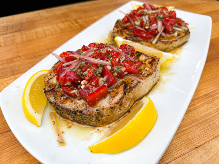 Grilled Swordfish with Mediterranean Salsa Recipe - Recipe Food Blogger ...