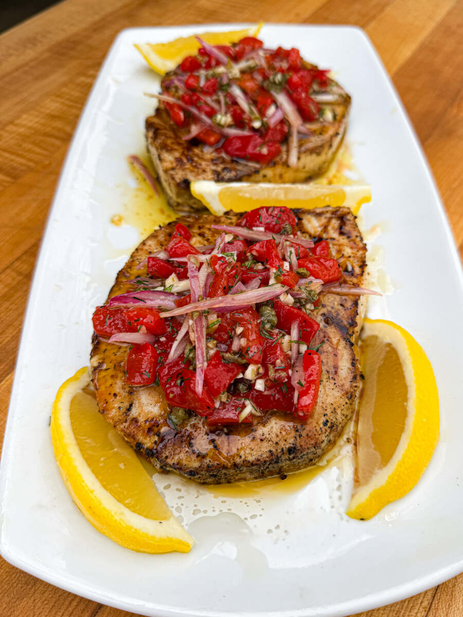 Grilled Swordfish with Mediterranean Salsa Recipe - Recipe Food Blogger ...